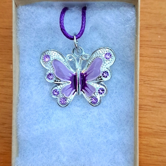 Jewelry | Purple Crystal Butterfly Necklace | Poshmark